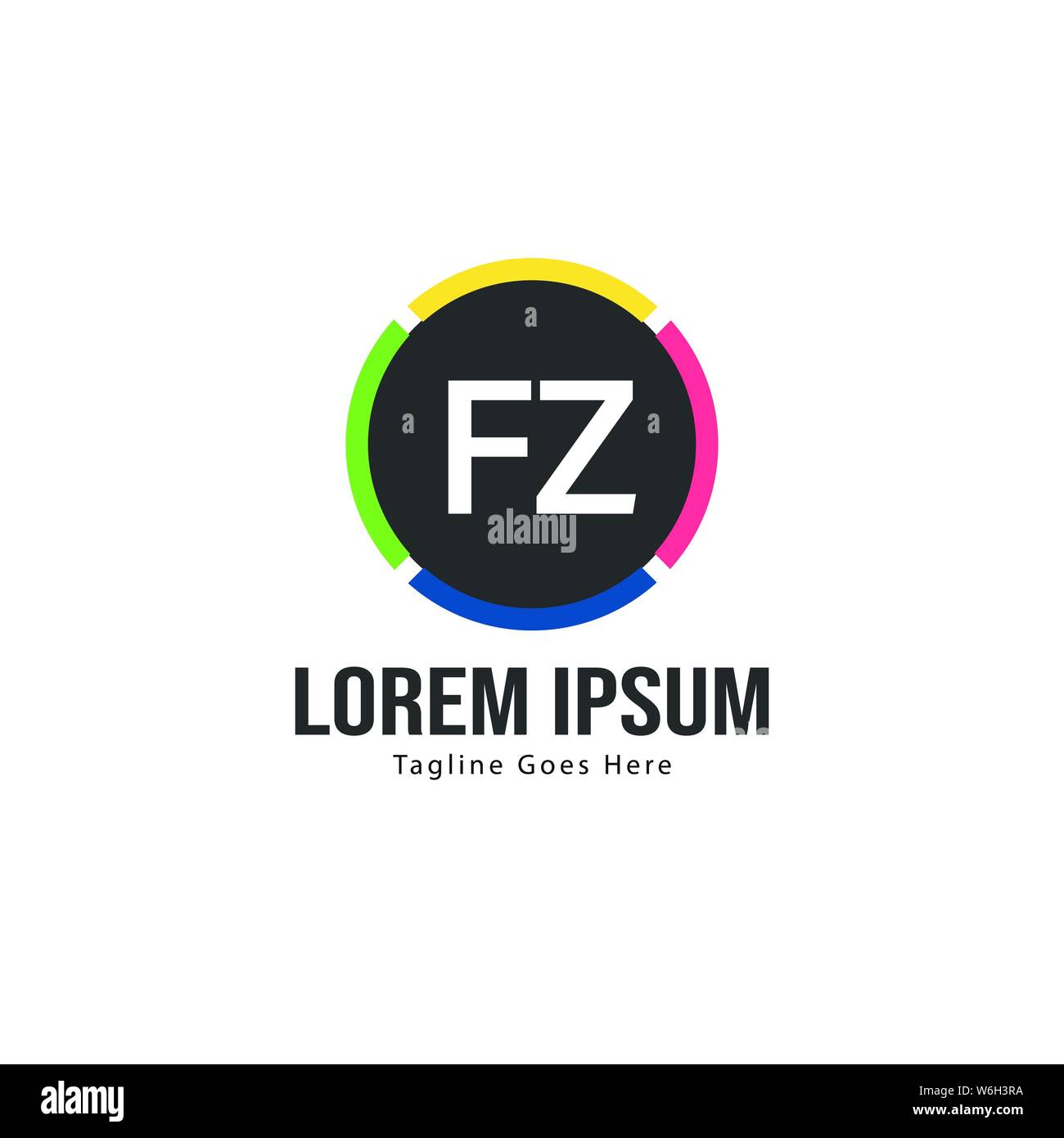 Initial FZ logo template with modern frame. Minimalist FZ letter logo ...
