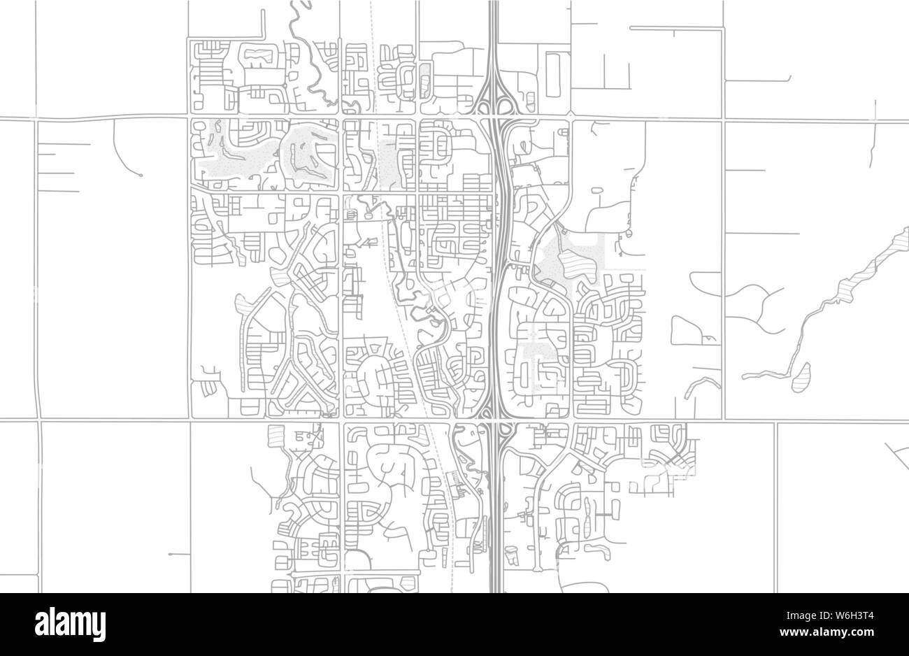 Airdrie, Alberta, Canada, bright outlined vector map with bigger and ...