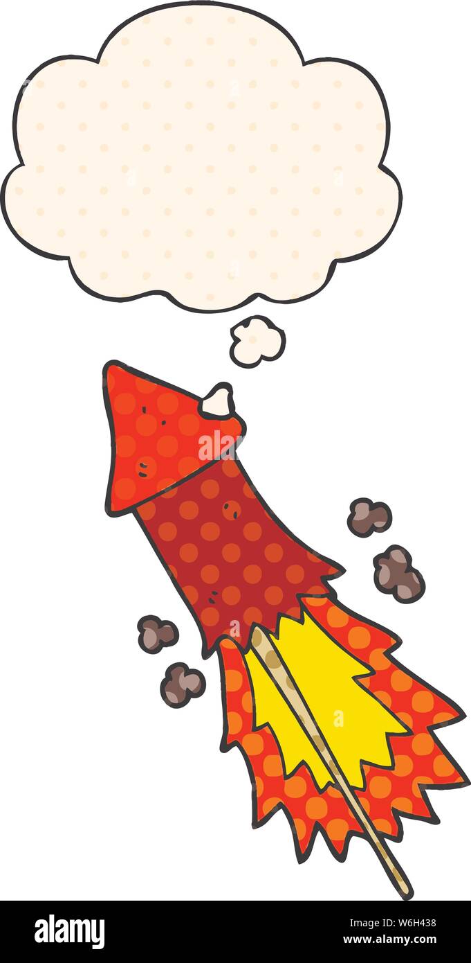 cartoon firework with thought bubble in comic book style Stock Vector ...