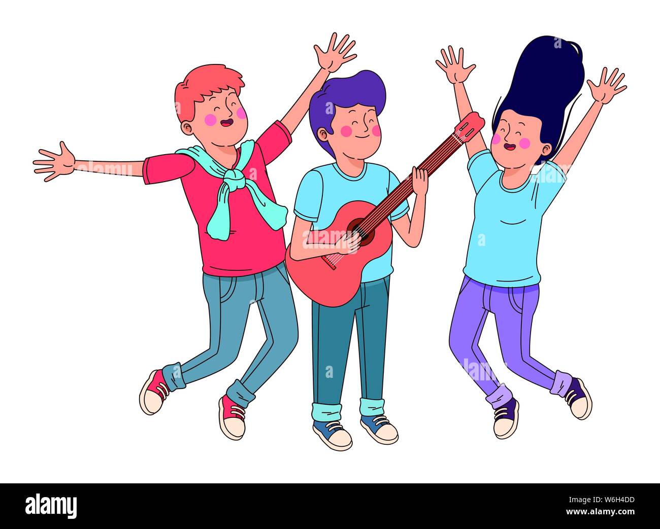 Teenagers friends smiling and having fun cartoon Stock Vector Image ...