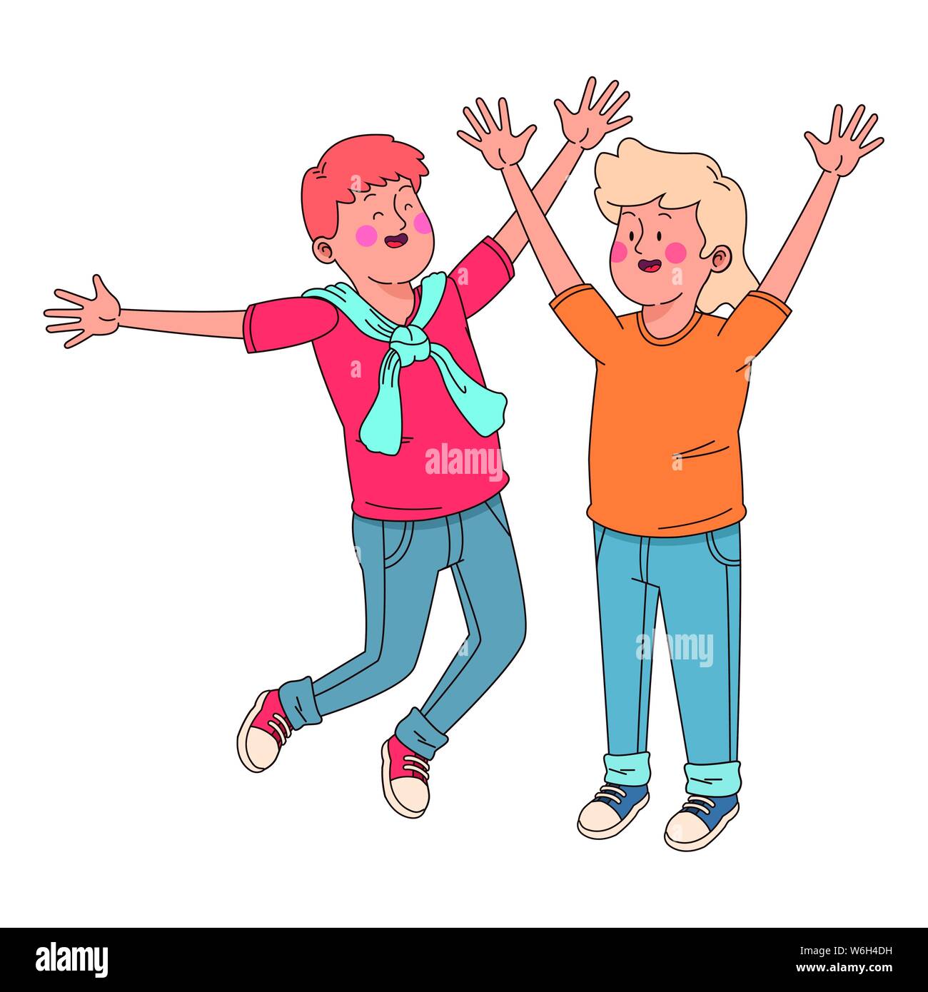 Teenagers friends smiling and having fun cartoon Stock Vector Image ...