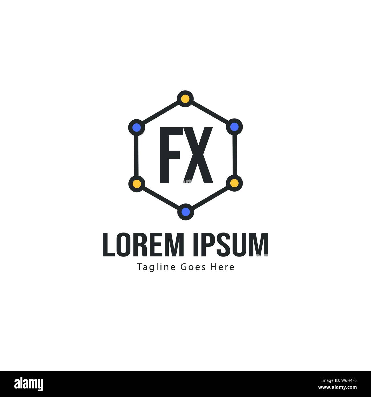 Initial FX logo template with modern frame. Minimalist FX letter logo ...