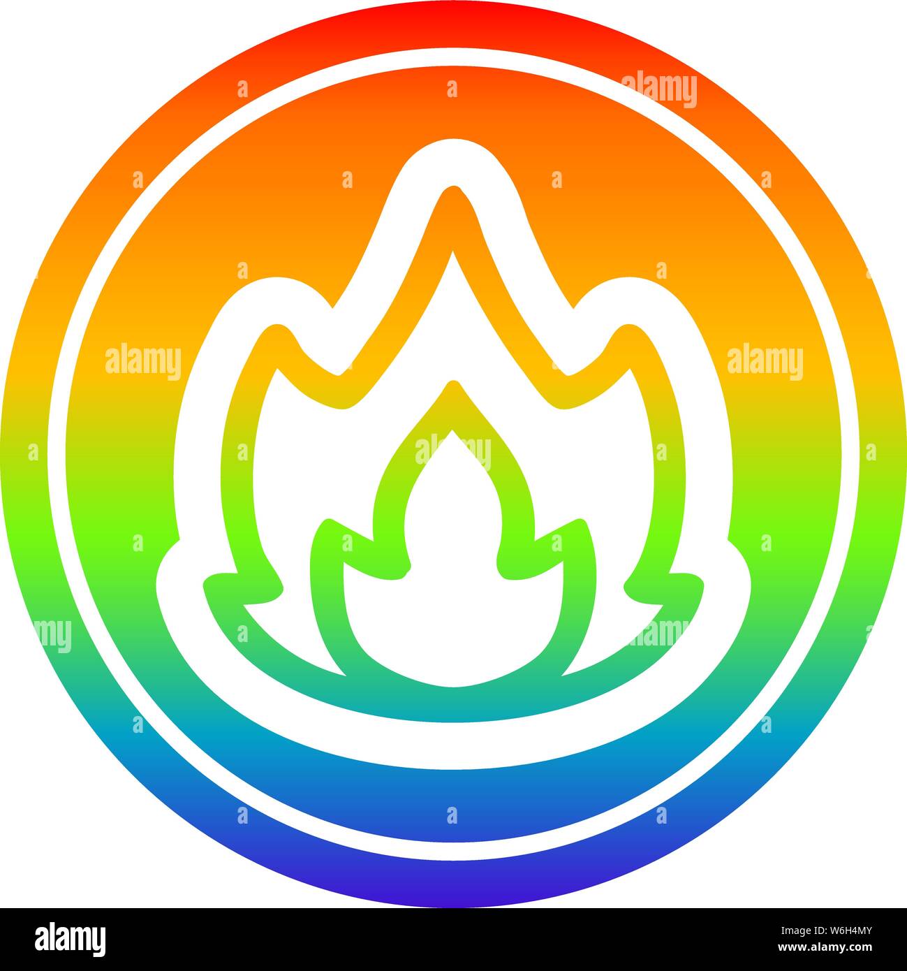 simple flame circular icon with rainbow gradient finish Stock Vector ...