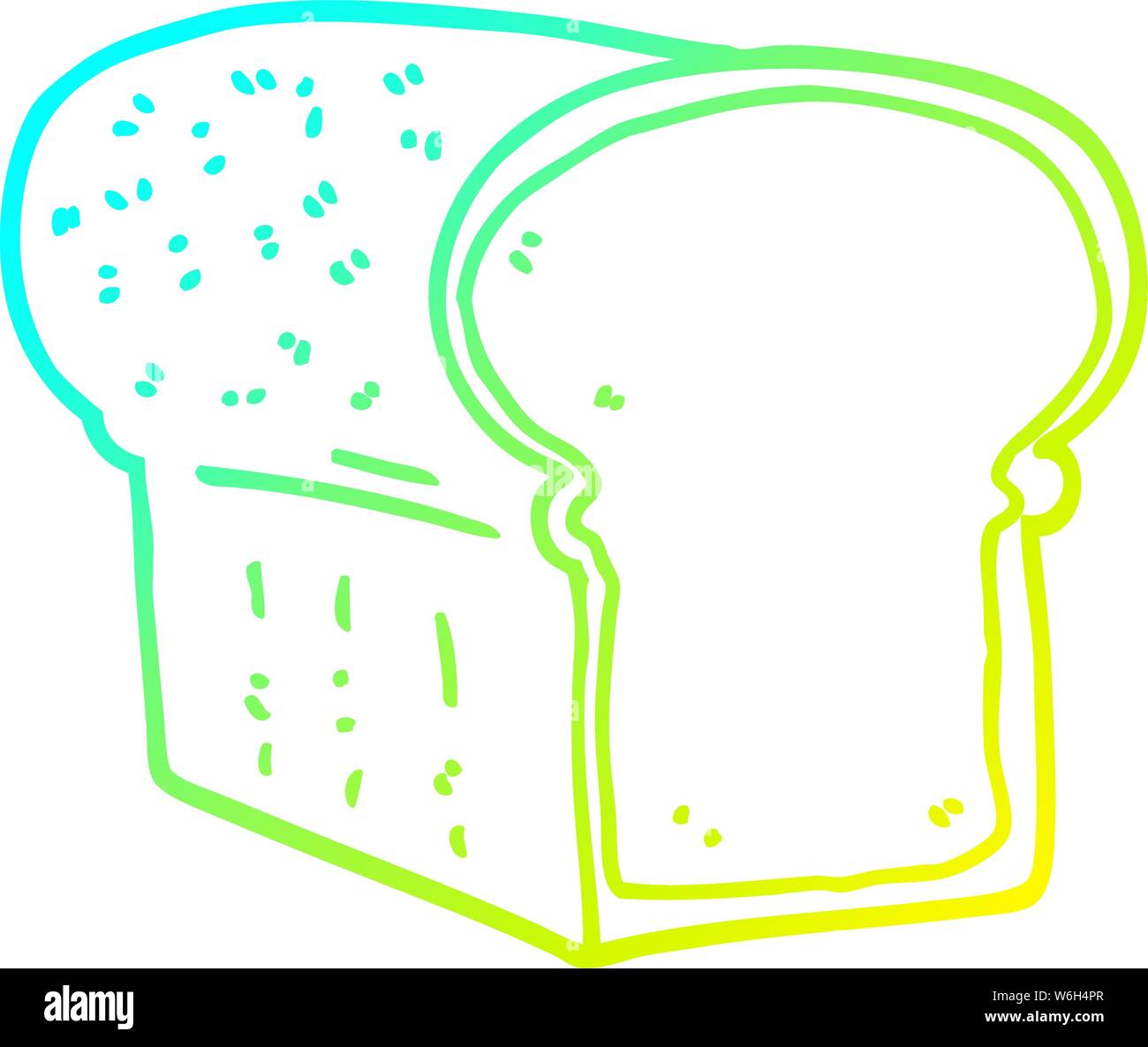 cold gradient line drawing of a cartoon loaf of bread Stock Vector ...