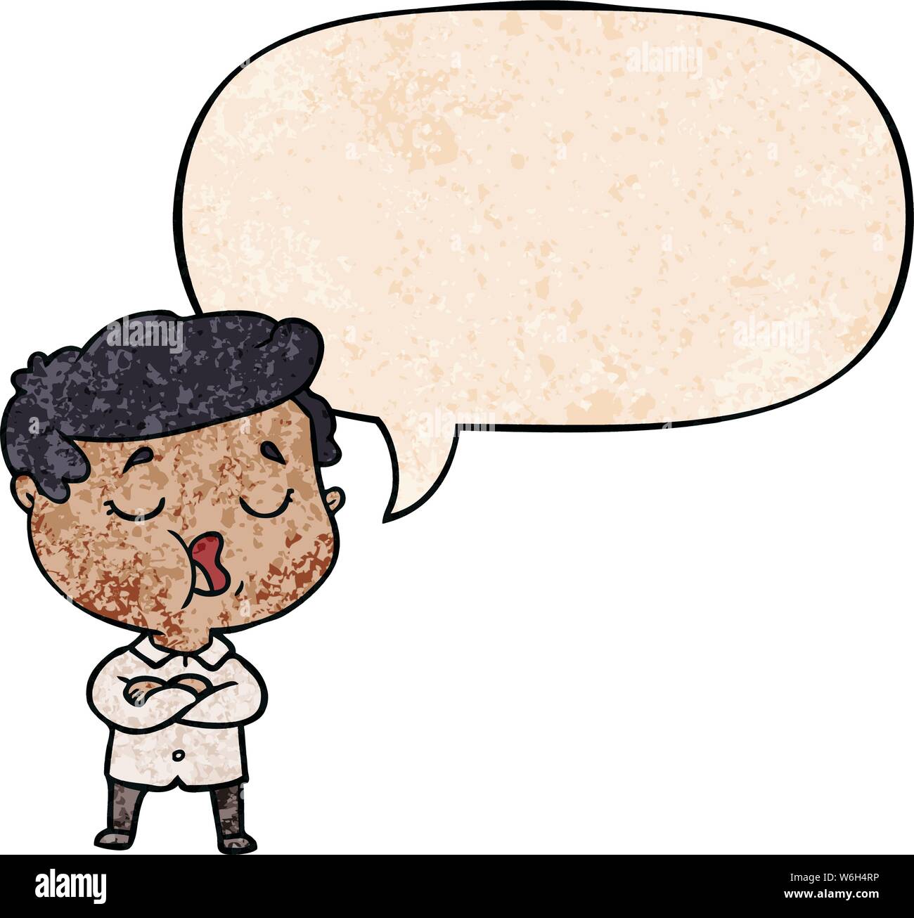 cartoon man talking with speech bubble in retro texture style Stock ...