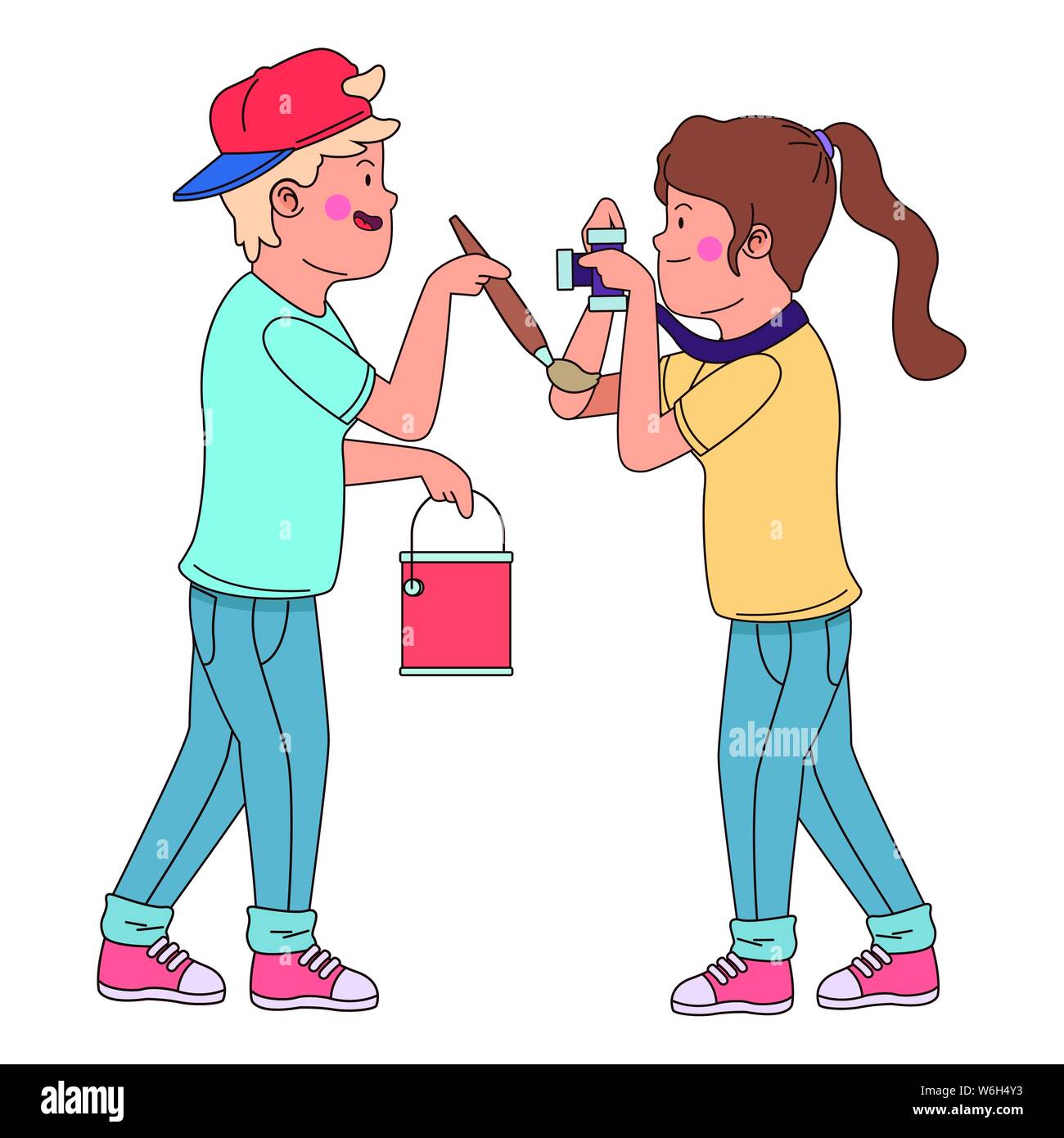 Teenagers friends smiling and having fun cartoon Stock Vector Image ...