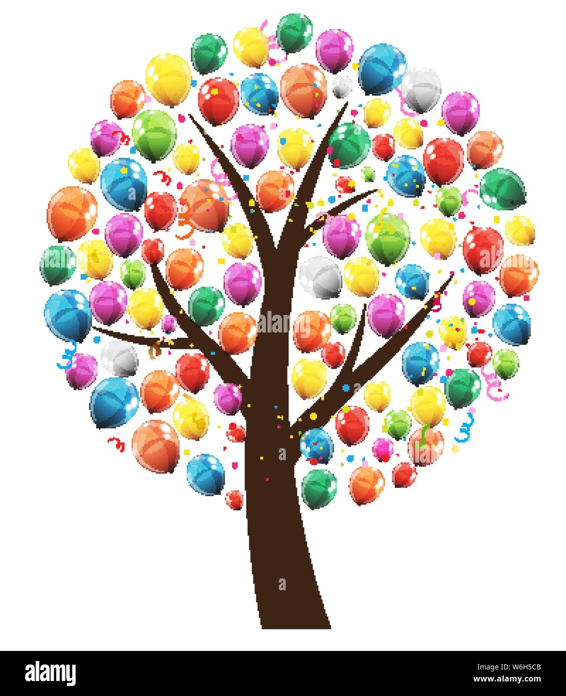 Abstract Vector Happy Birthday Tree with Balloons Illustration Stock ...