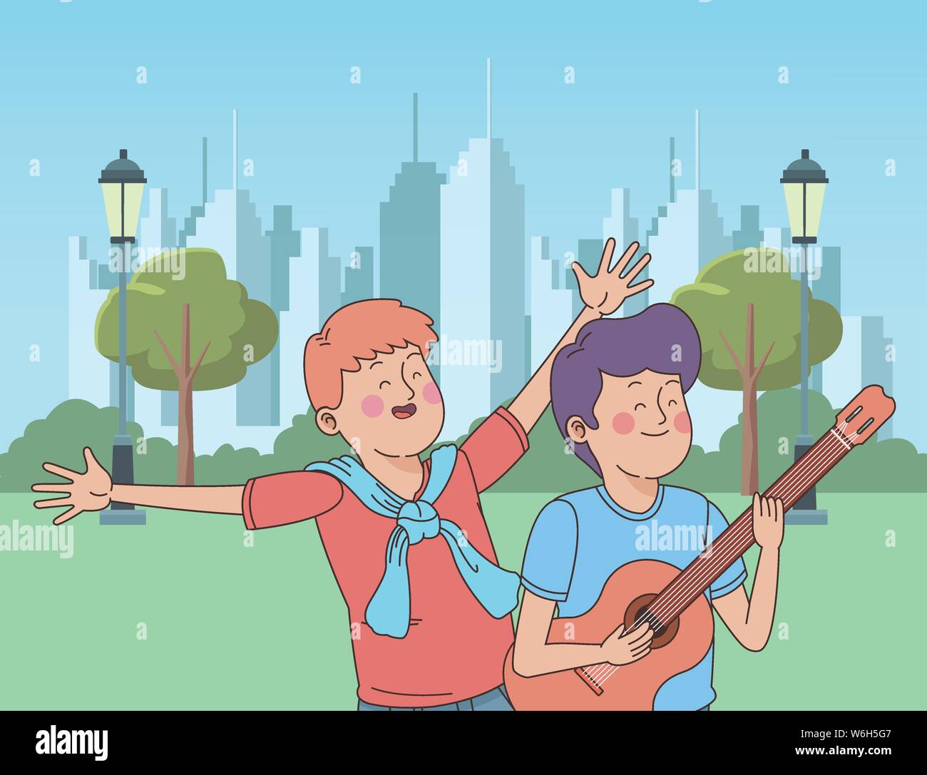 Teenagers friends smiling and having fun cartoon Stock Vector Image ...
