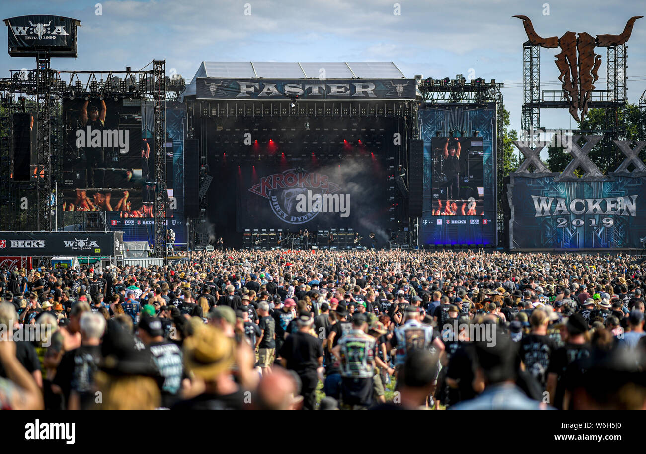 Wacken, Germany. 01st Aug, 2019. Visitors of the WOA - Wacken Open Air ...