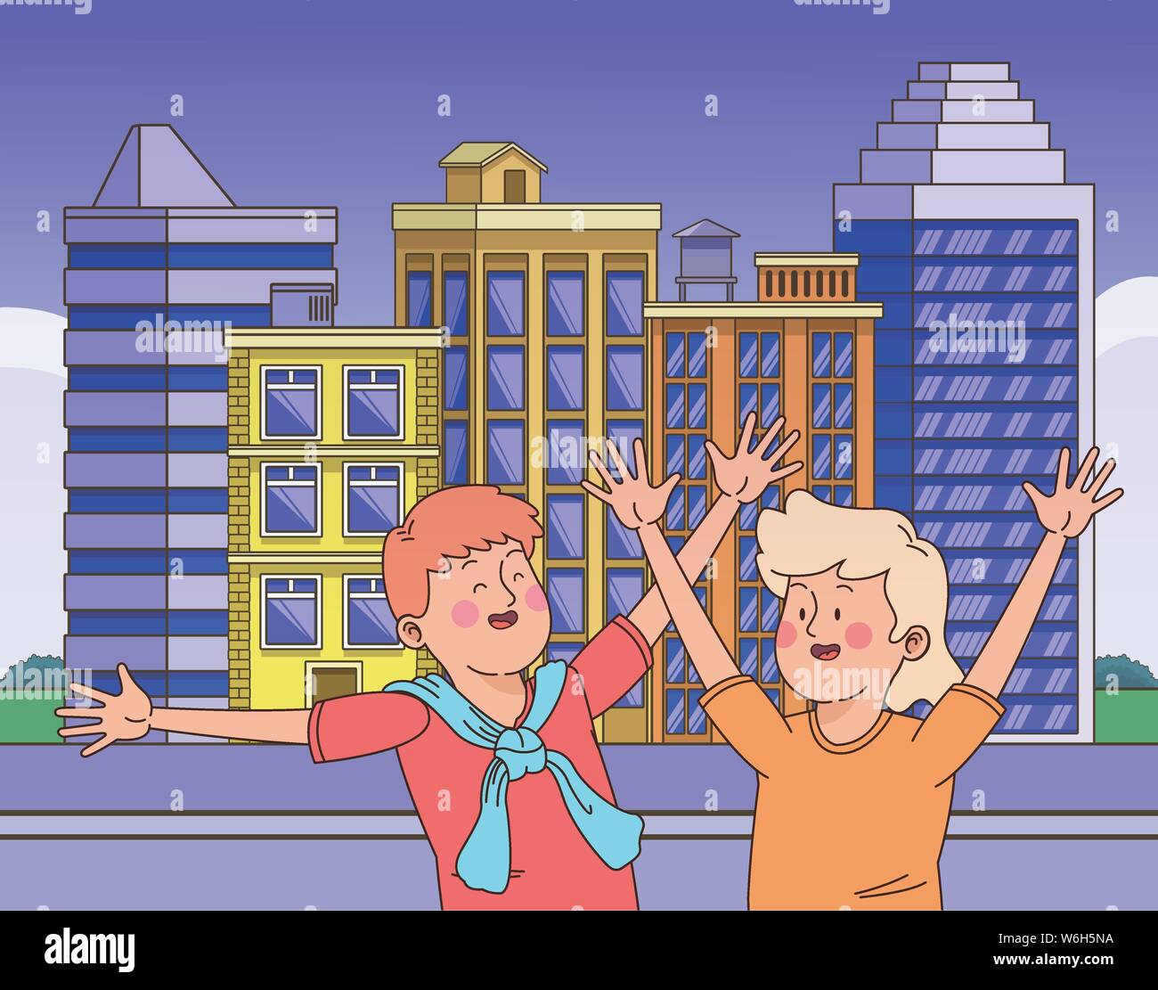 Teenagers friends smiling and having fun cartoon Stock Vector Image ...
