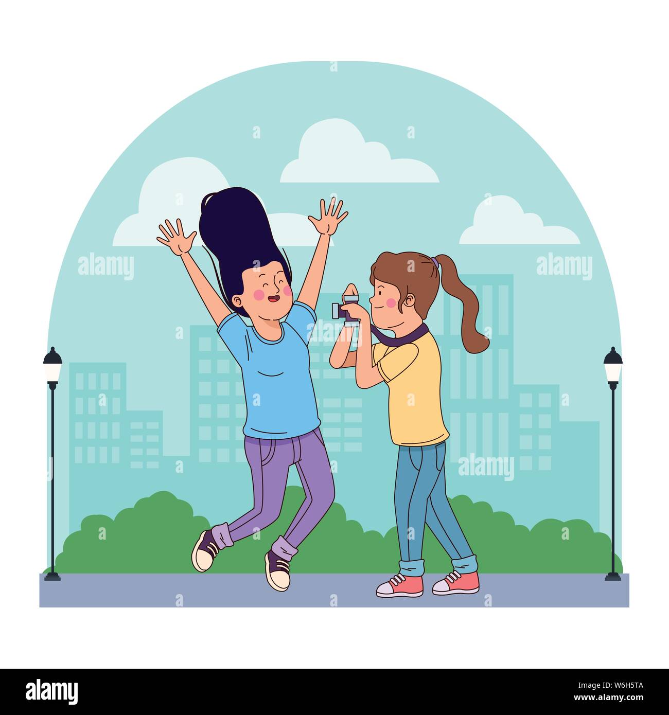 Teenagers friends smiling and having fun cartoon Stock Vector Image ...