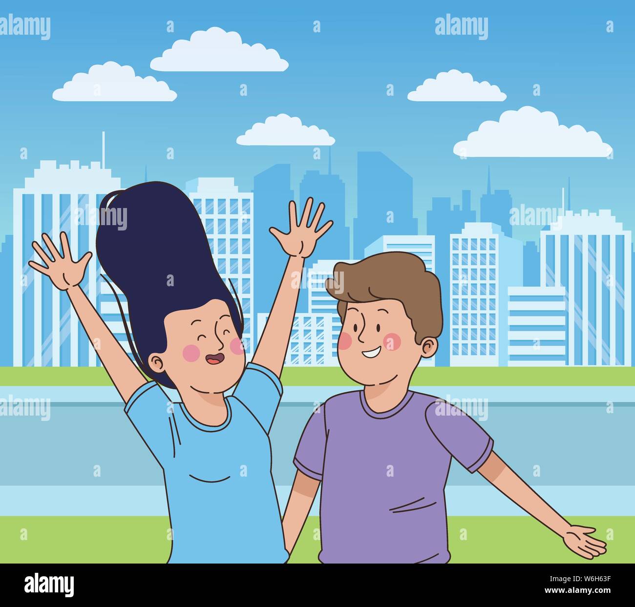 Teenagers friends smiling and having fun cartoon Stock Vector Image ...