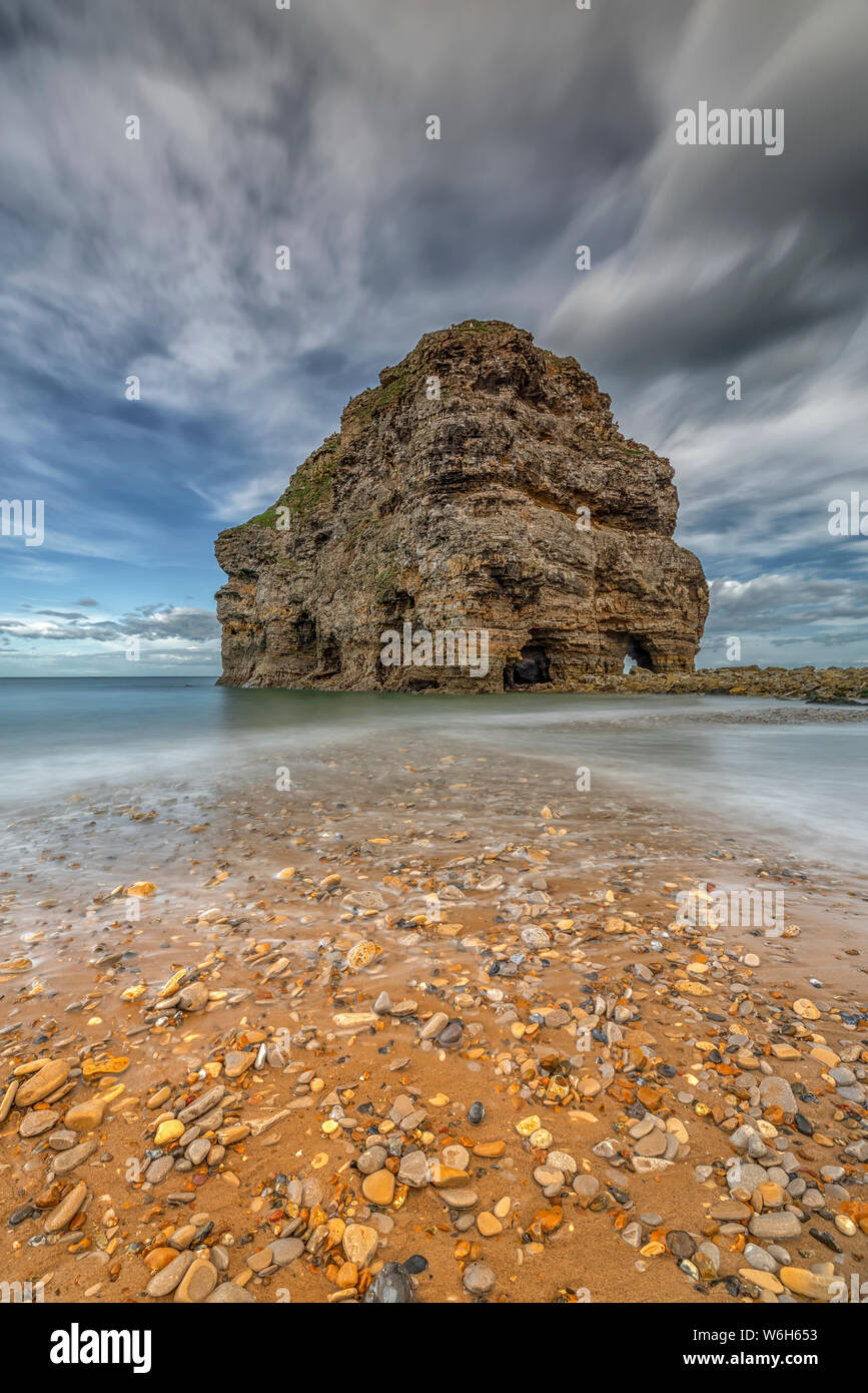 Marsden Rock, a 100 feet (30 metre) sea stack off the North East coast ...