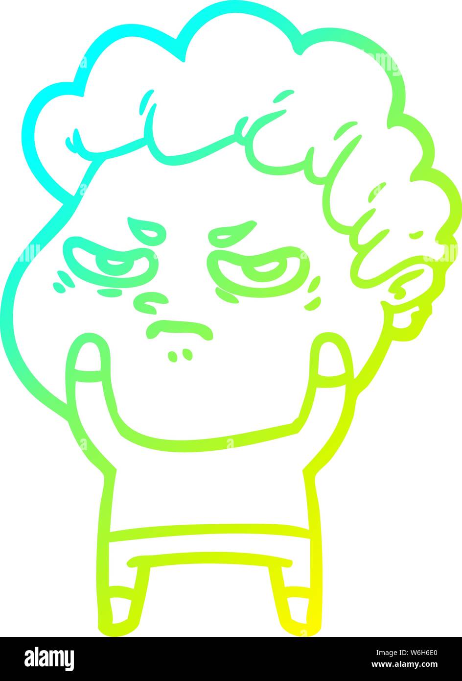 cold gradient line drawing of a cartoon angry man Stock Vector Image ...