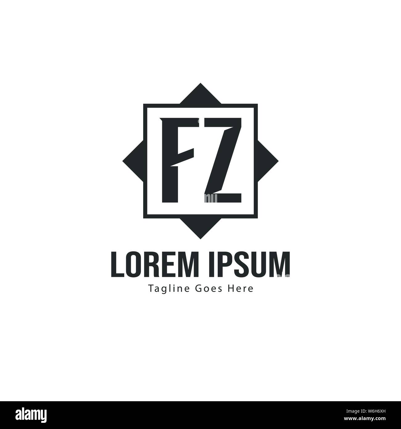 Initial FZ logo template with modern frame. Minimalist FZ letter logo ...