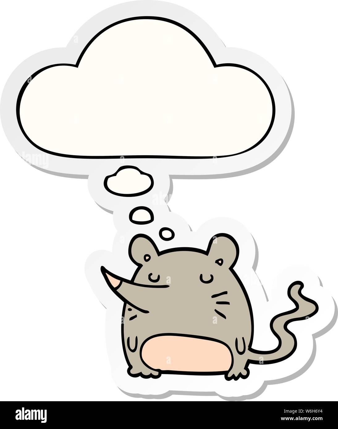 cartoon mouse with thought bubble as a printed sticker Stock Vector ...