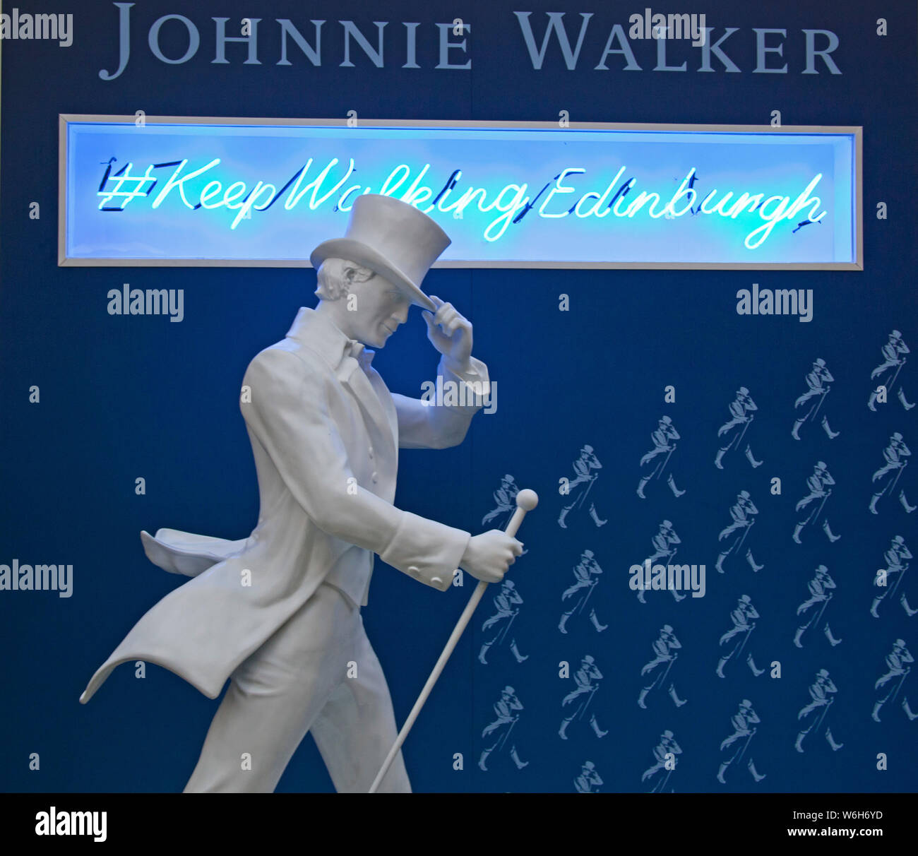Johnnie Walker, statue, advertising whisky, Edinburgh, Scotland, UK ...