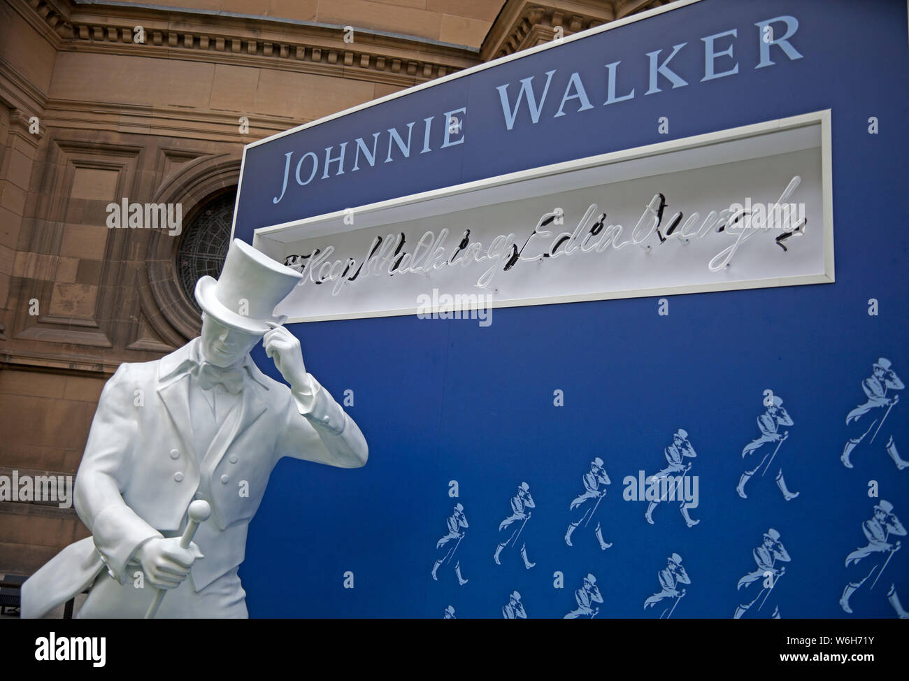 Johnnie Walker, statue, advertising whisky, Edinburgh, Scotland, UK ...