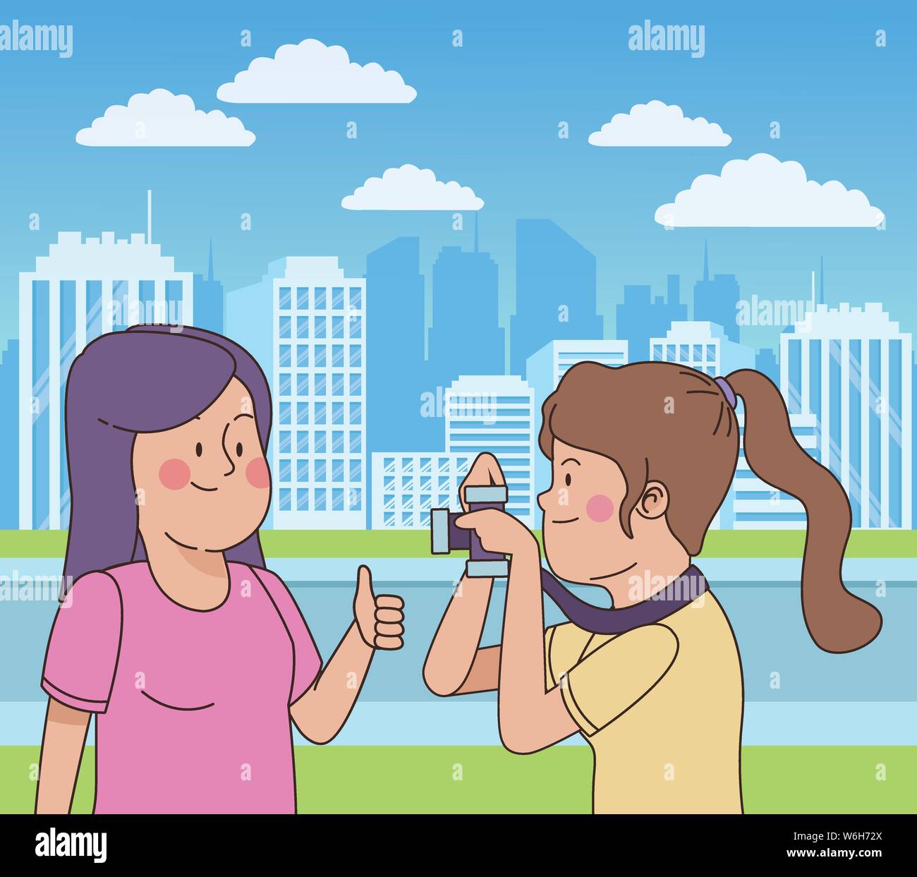 Teenagers friends smiling and having fun cartoon Stock Vector Image ...