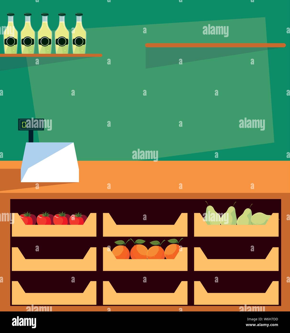 stand selling vegetables and fruits vector illustration Stock Vector ...