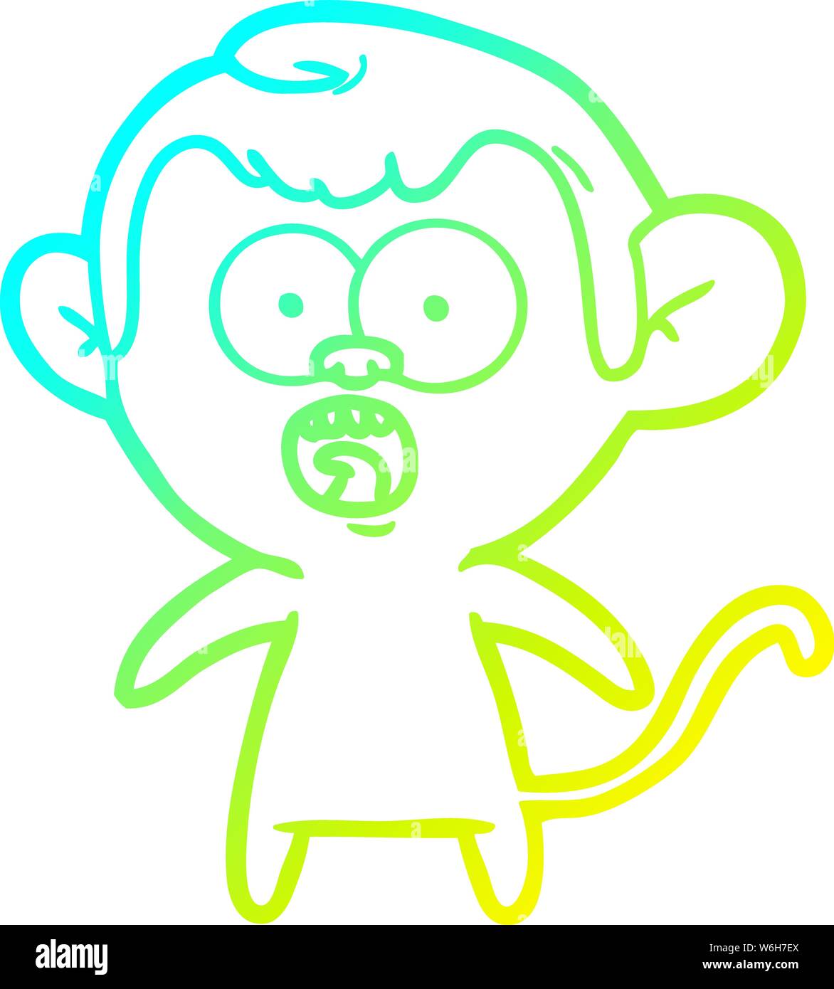 cold gradient line drawing of a cartoon shocked monkey Stock Vector ...