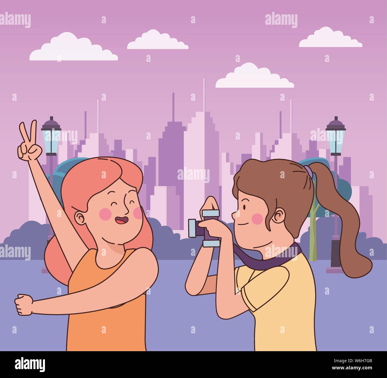 Teenagers friends smiling and having fun cartoon Stock Vector Image ...