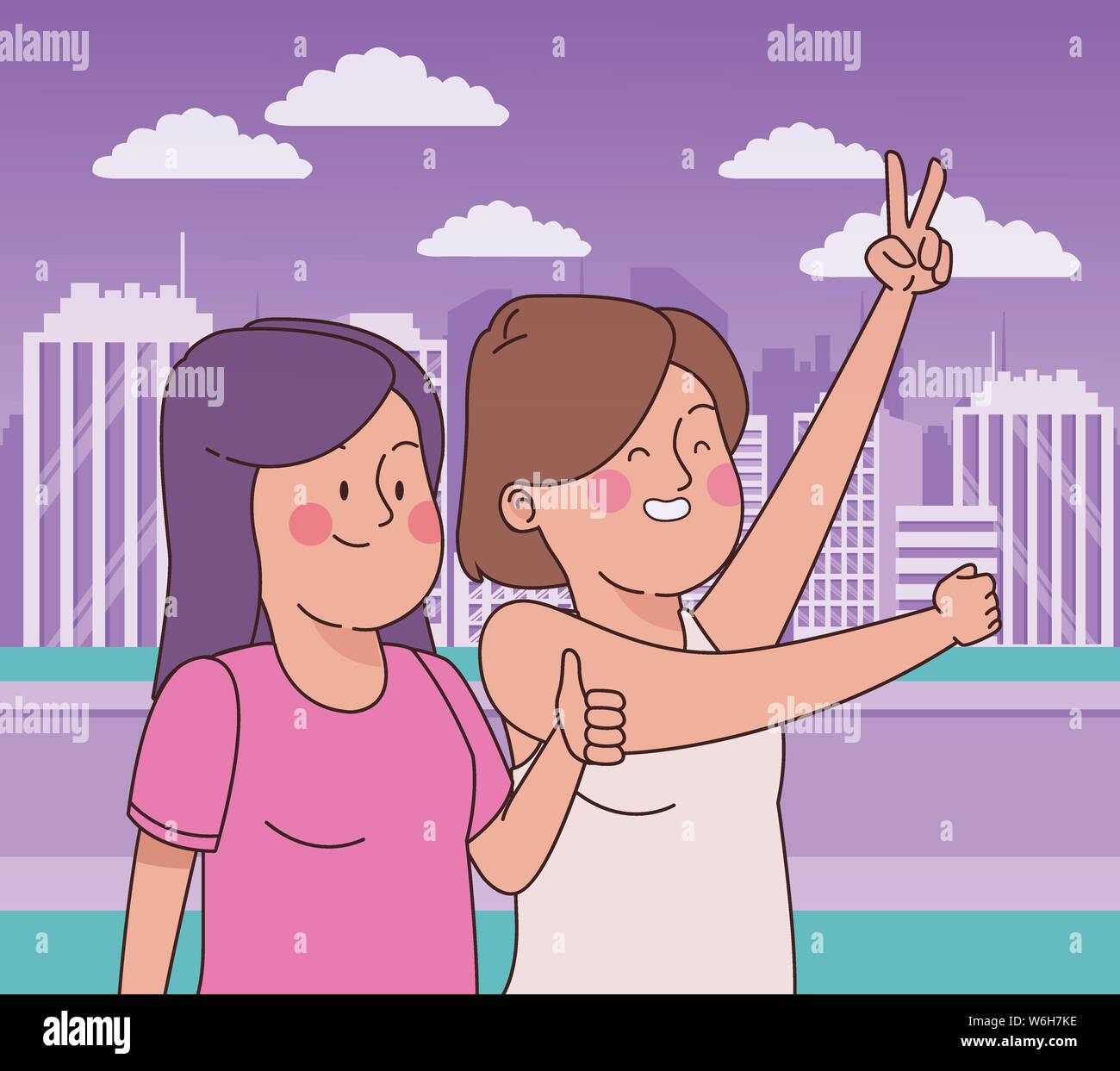 Teenagers friends smiling and having fun cartoon Stock Vector Image ...