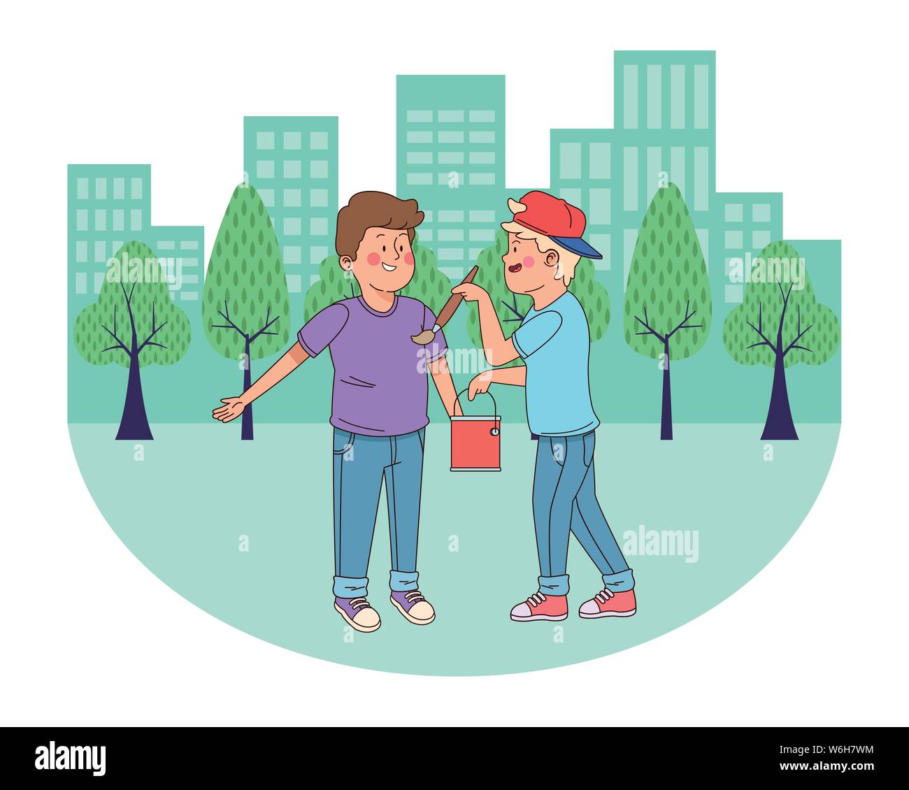 Teenagers friends smiling and having fun cartoon Stock Vector Image ...