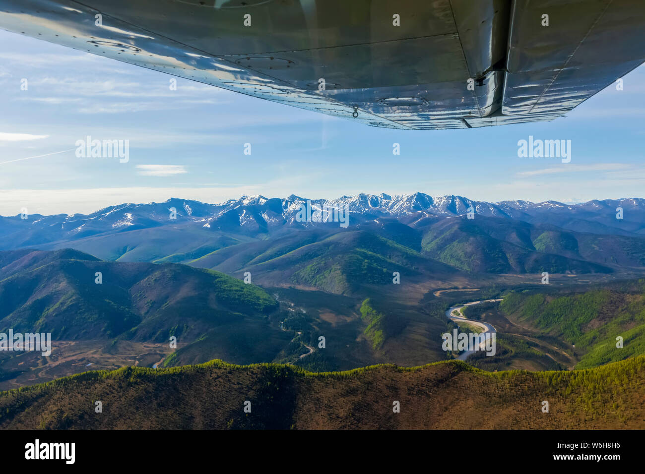 Flying in a small fixed-wing plane in the Yukon–Charley Rivers National ...