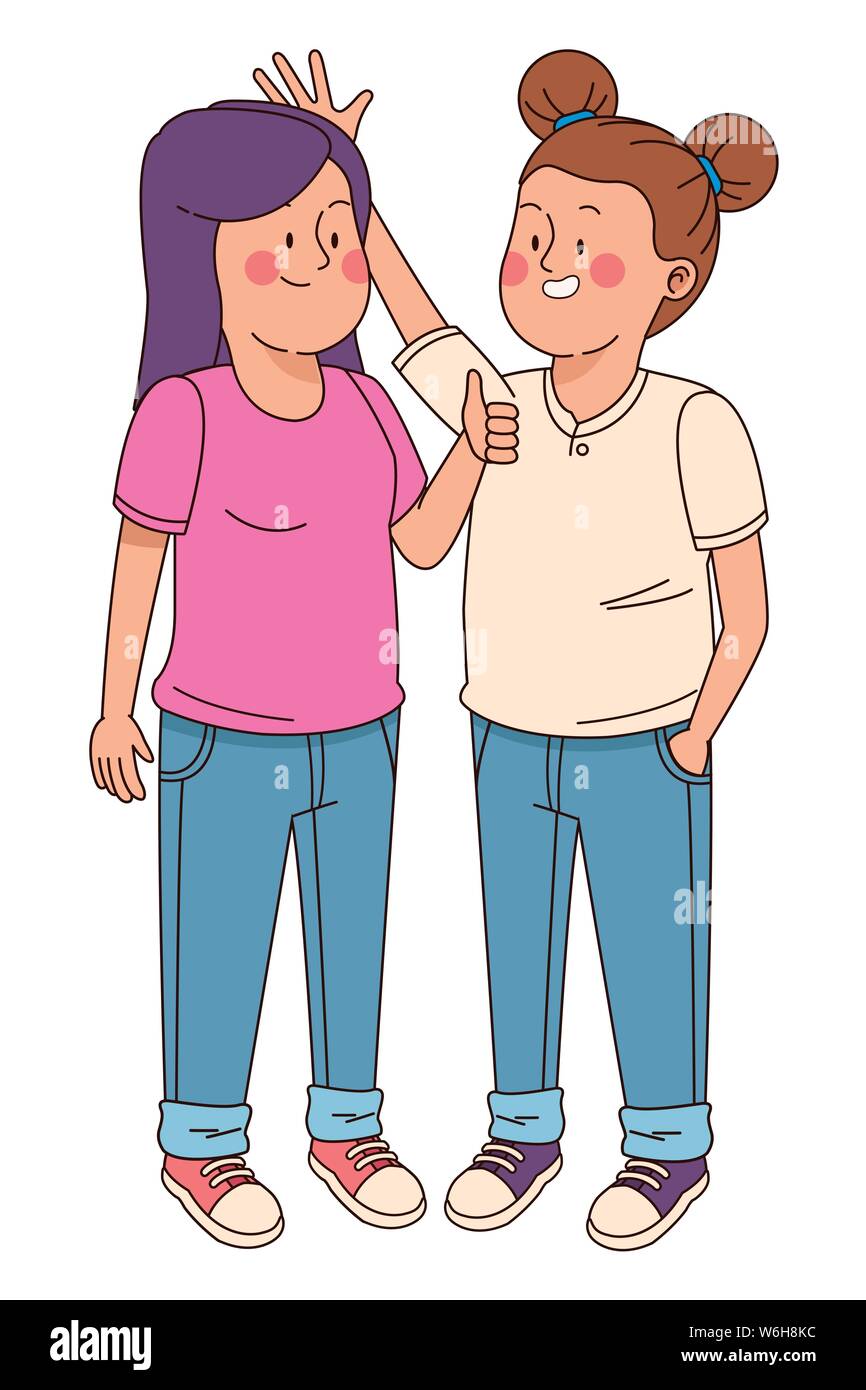 Teenagers friends smiling and having fun cartoon Stock Vector Image ...
