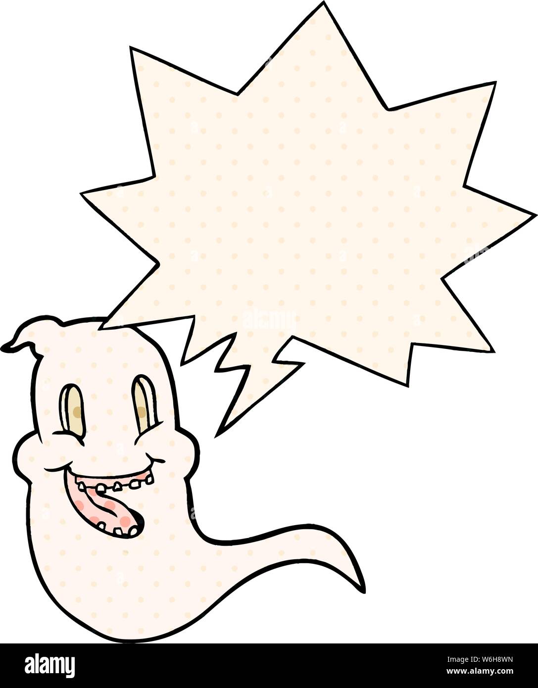 cartoon spooky ghost with speech bubble in comic book style Stock ...