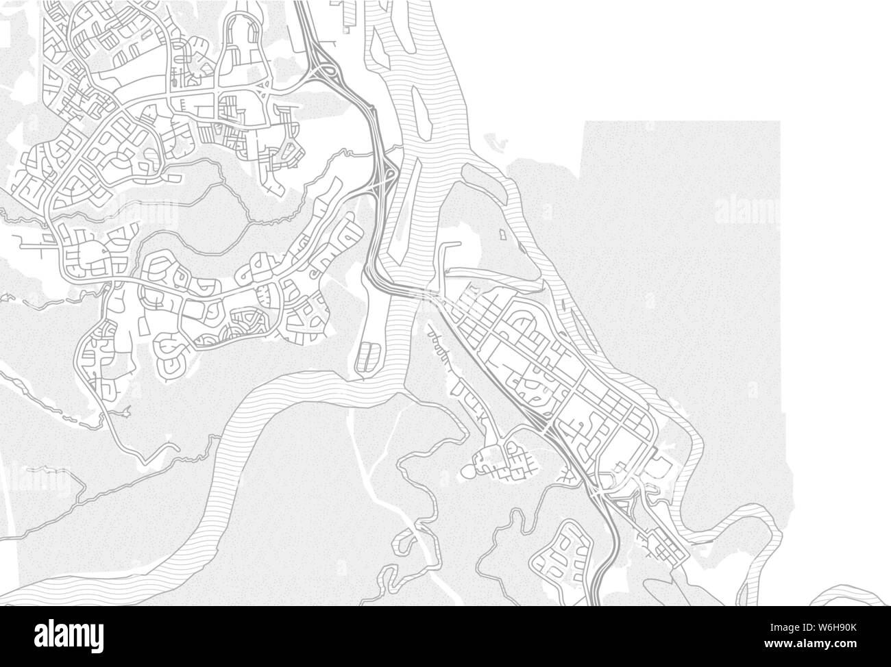 Wood Buffalo, Alberta, Canada, bright outlined vector map with bigger ...