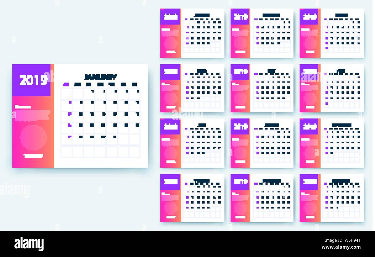simple calendar 2019, Stock vector eps10. Color design Stock Vector ...