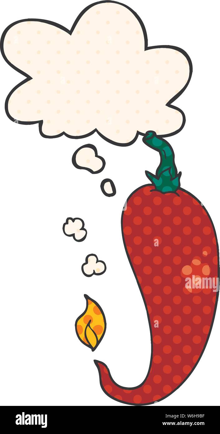 cartoon chili pepper with thought bubble in comic book style Stock ...