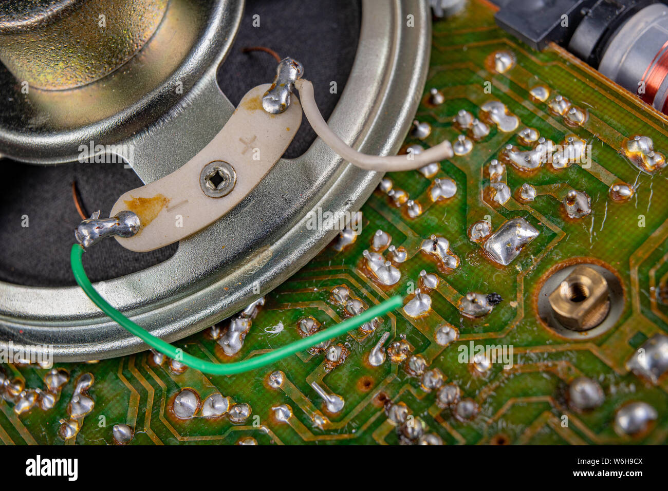 Old speaker removed from the radio. Electronics from old electronic ...