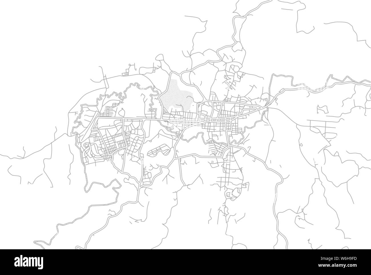Cobán, Alta Verapaz, Guatemala, bright outlined vector map with bigger ...