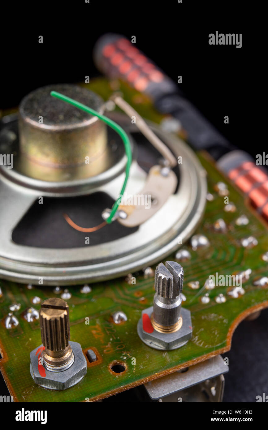 Old speaker removed from the radio. Electronics from old electronic ...