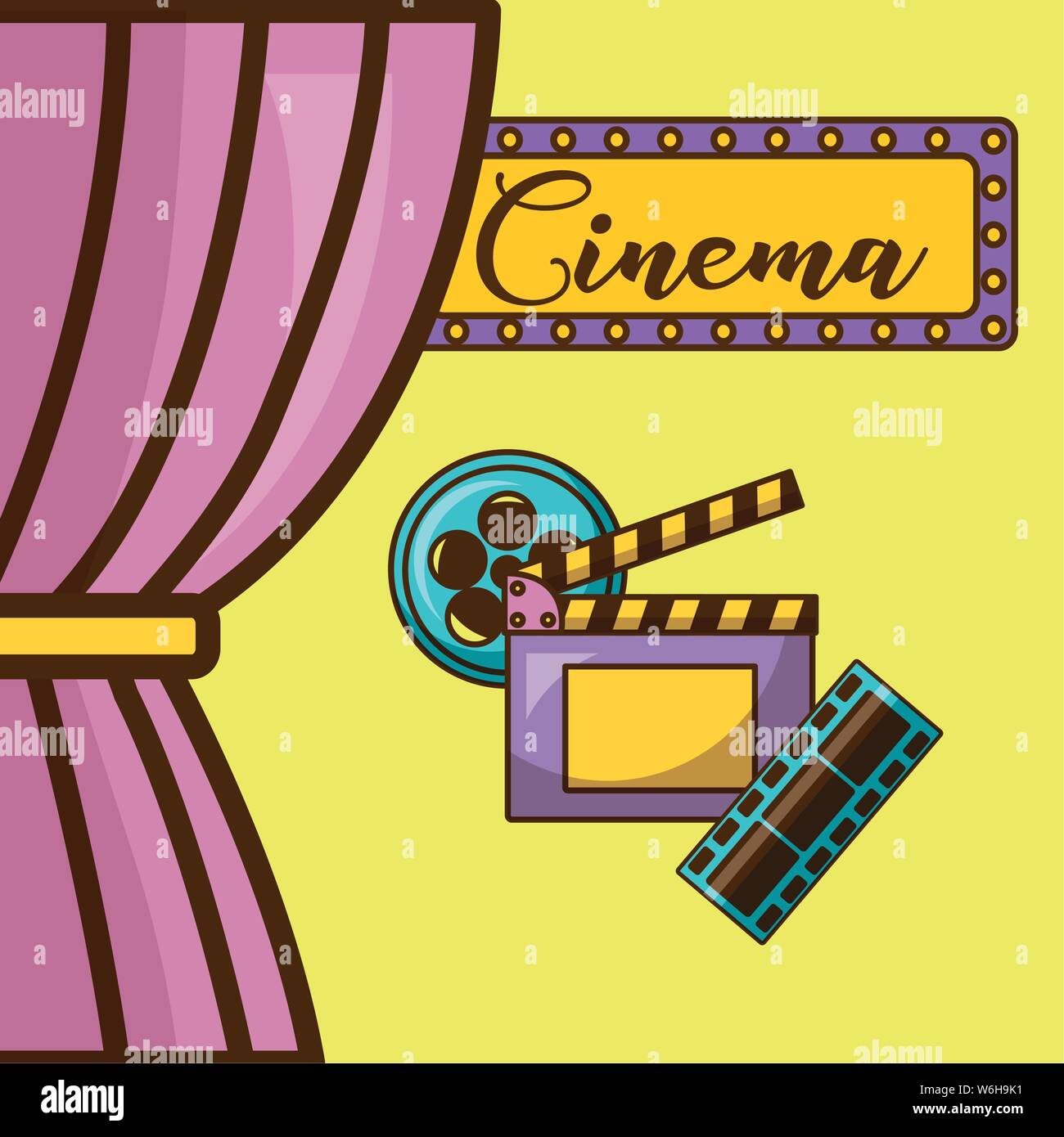 Cinema icon set over yellow background design Stock Vector Image & Art ...