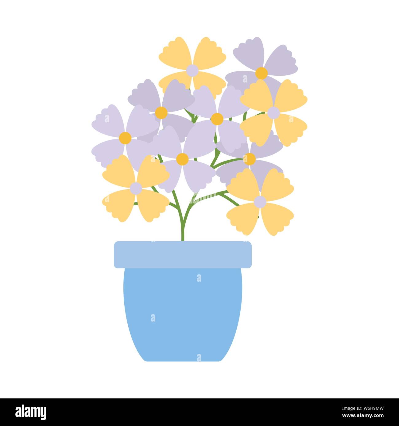 flowers garden in ceramic pot decoration vector illustration design ...