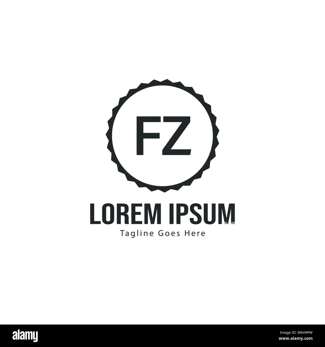 Initial FZ logo template with modern frame. Minimalist FZ letter logo ...