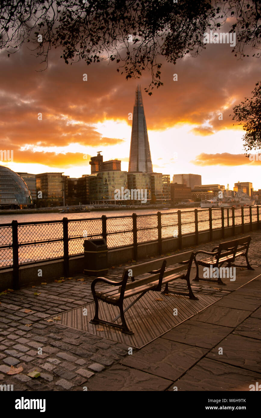 garden at london during sunset with the shard Stock Photo - Alamy