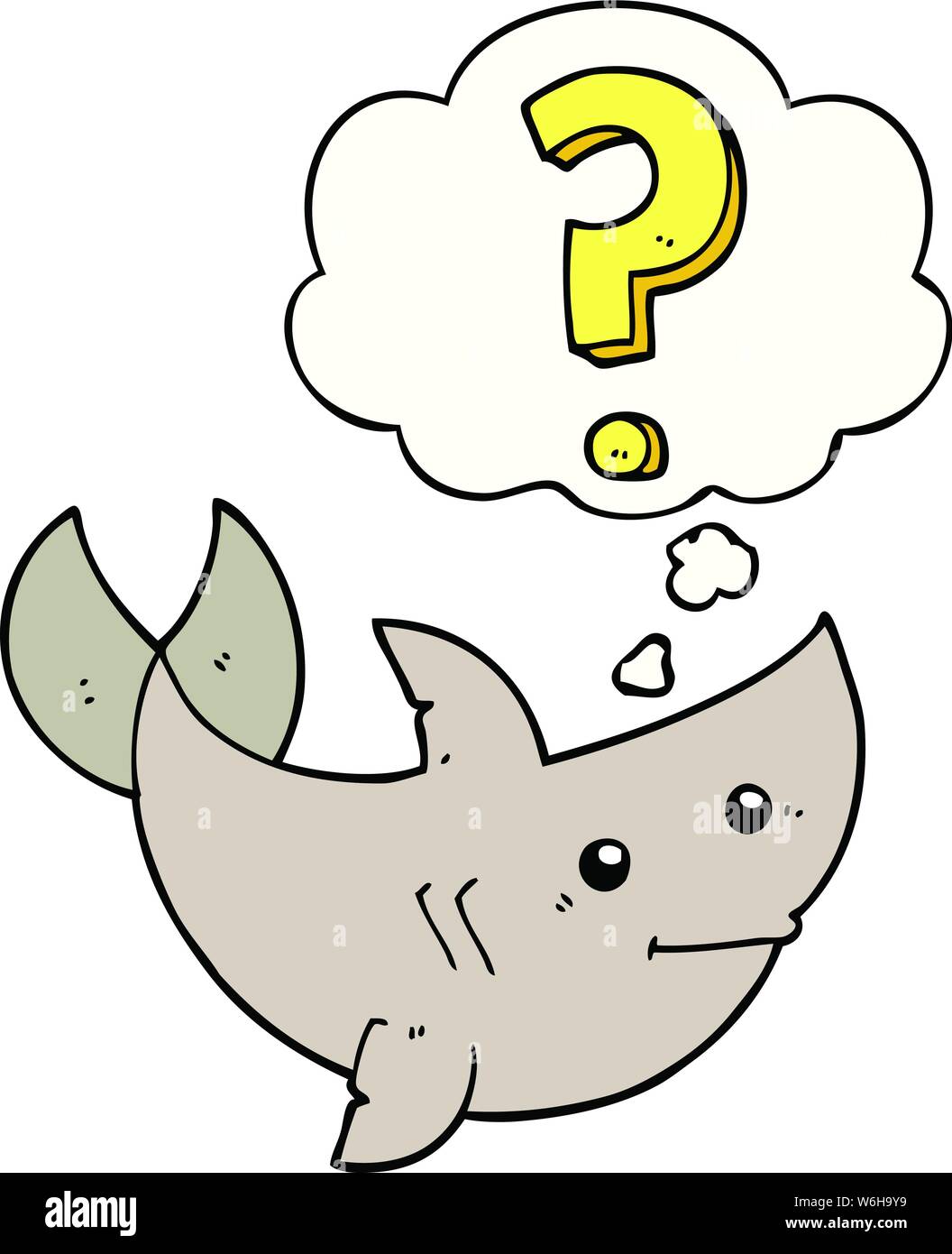 cartoon shark asking question with thought bubble Stock Vector Image ...