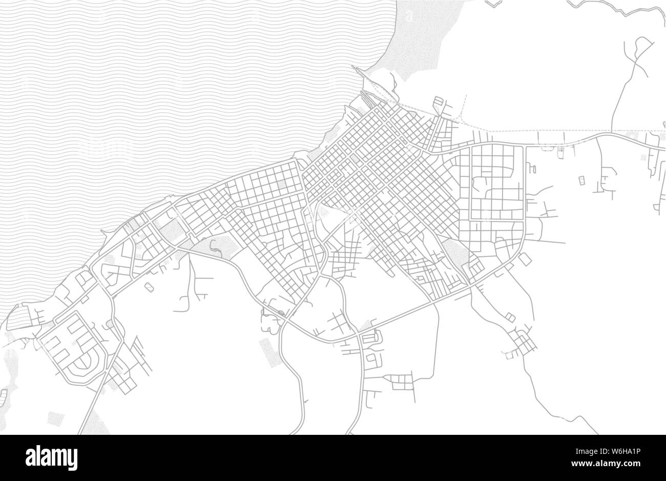 Manzanillo, Granma, Cuba, bright outlined vector map with bigger and ...