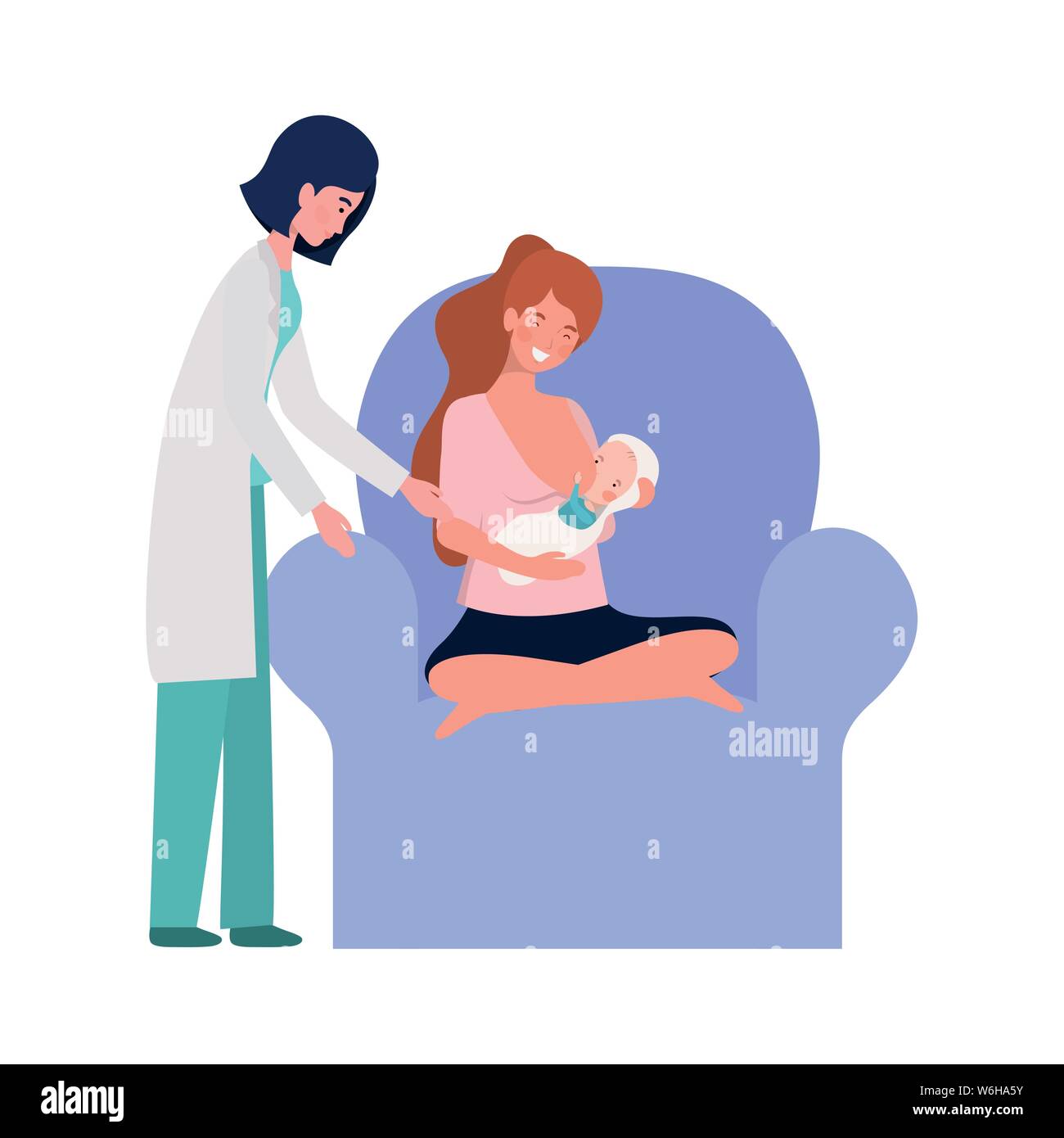 Isolated mother with baby and doctor design Stock Vector Image & Art ...