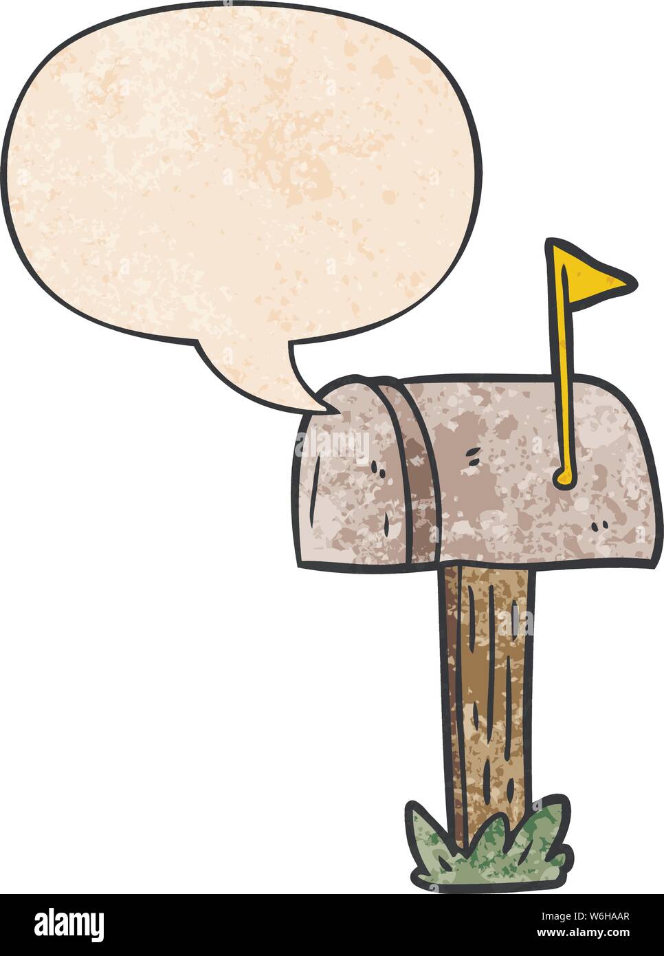 cartoon mailbox with speech bubble in retro texture style Stock Vector ...