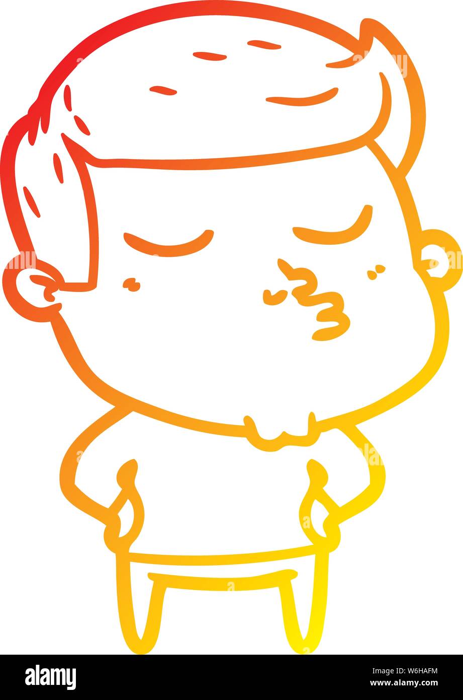 warm gradient line drawing of a cartoon model guy pouting Stock Vector ...