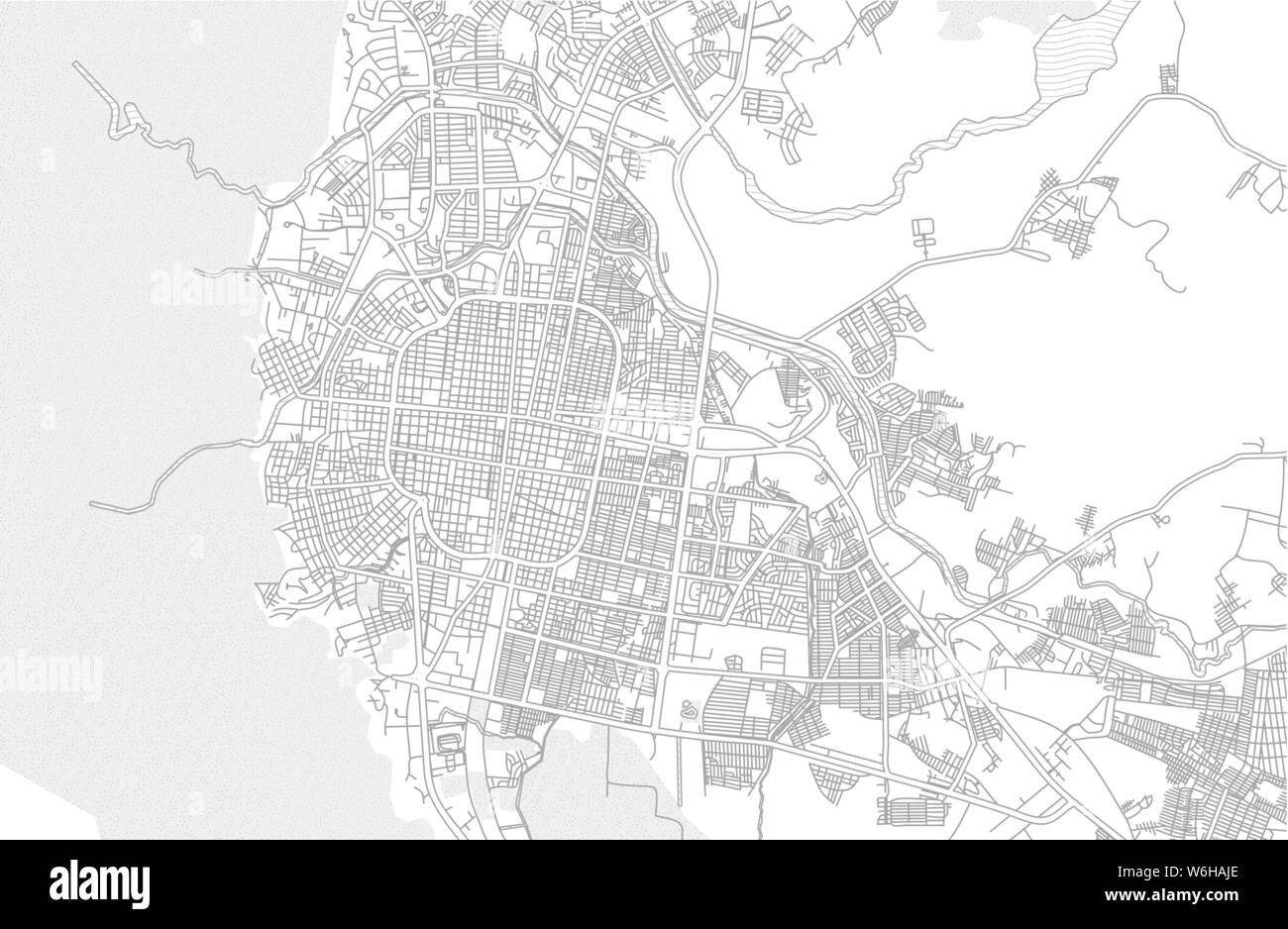 San Pedro Sula, Cortés, Honduras, bright outlined vector map with ...
