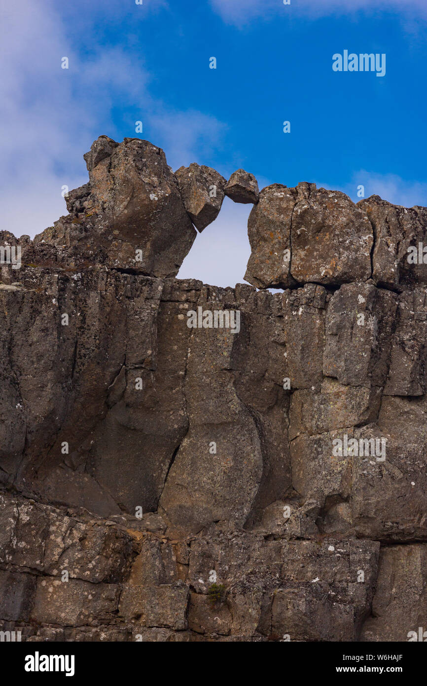 PINGVELLIR NATIONAL PARK, ICELAND - Rock formations at Mid-Atlantic ...