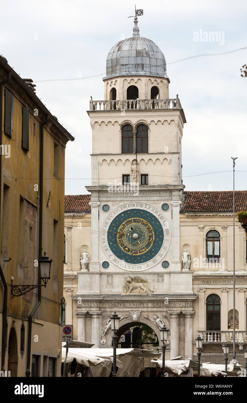 Clock tower building of medieval origins overlooking Piazza dei Signori ...