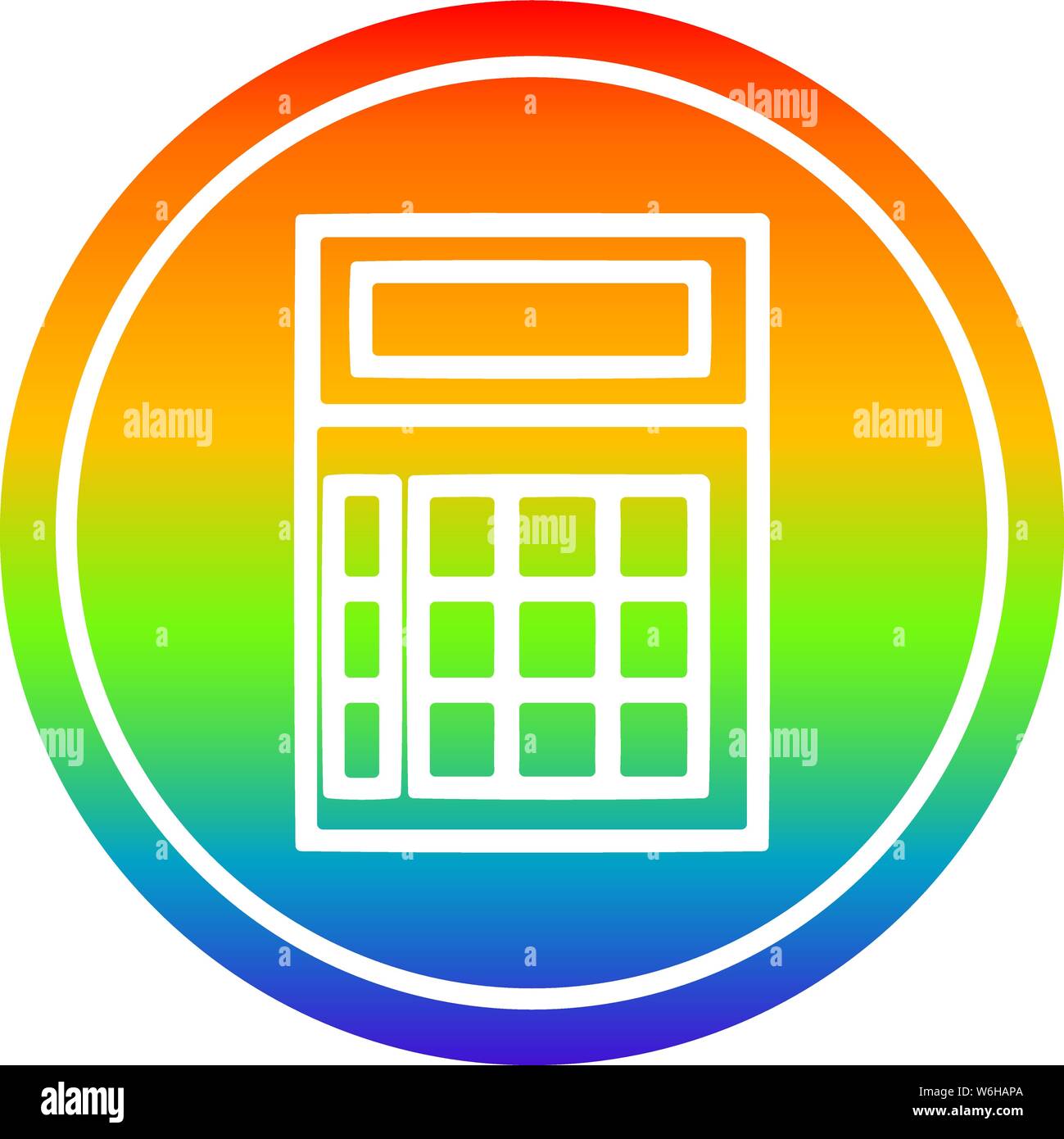 math calculator circular icon with rainbow gradient finish Stock Vector ...